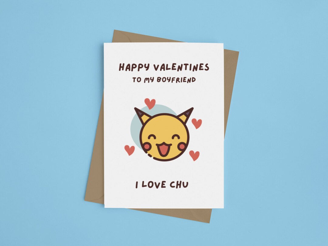 Cute Pokemon Valentines Card for Boyfriend Pikachu Love You Card for ...