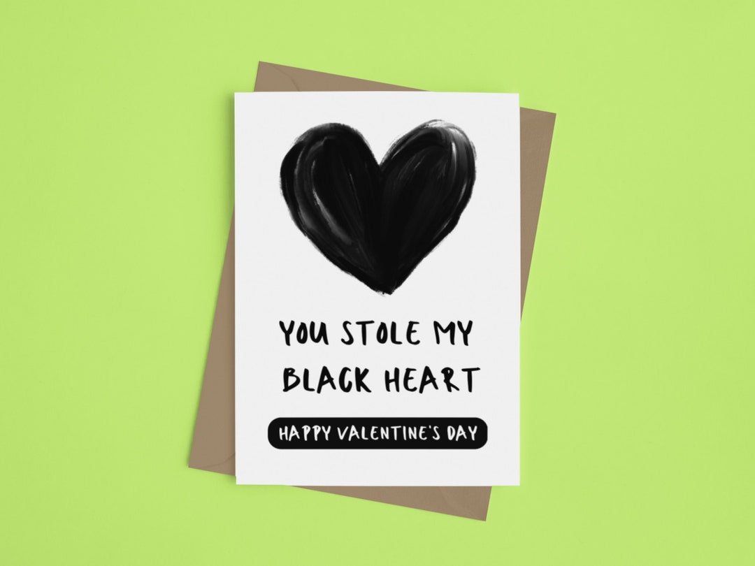 Black Heart Emo Valentine's Card for Boyfriend, Gothic Husband or ...