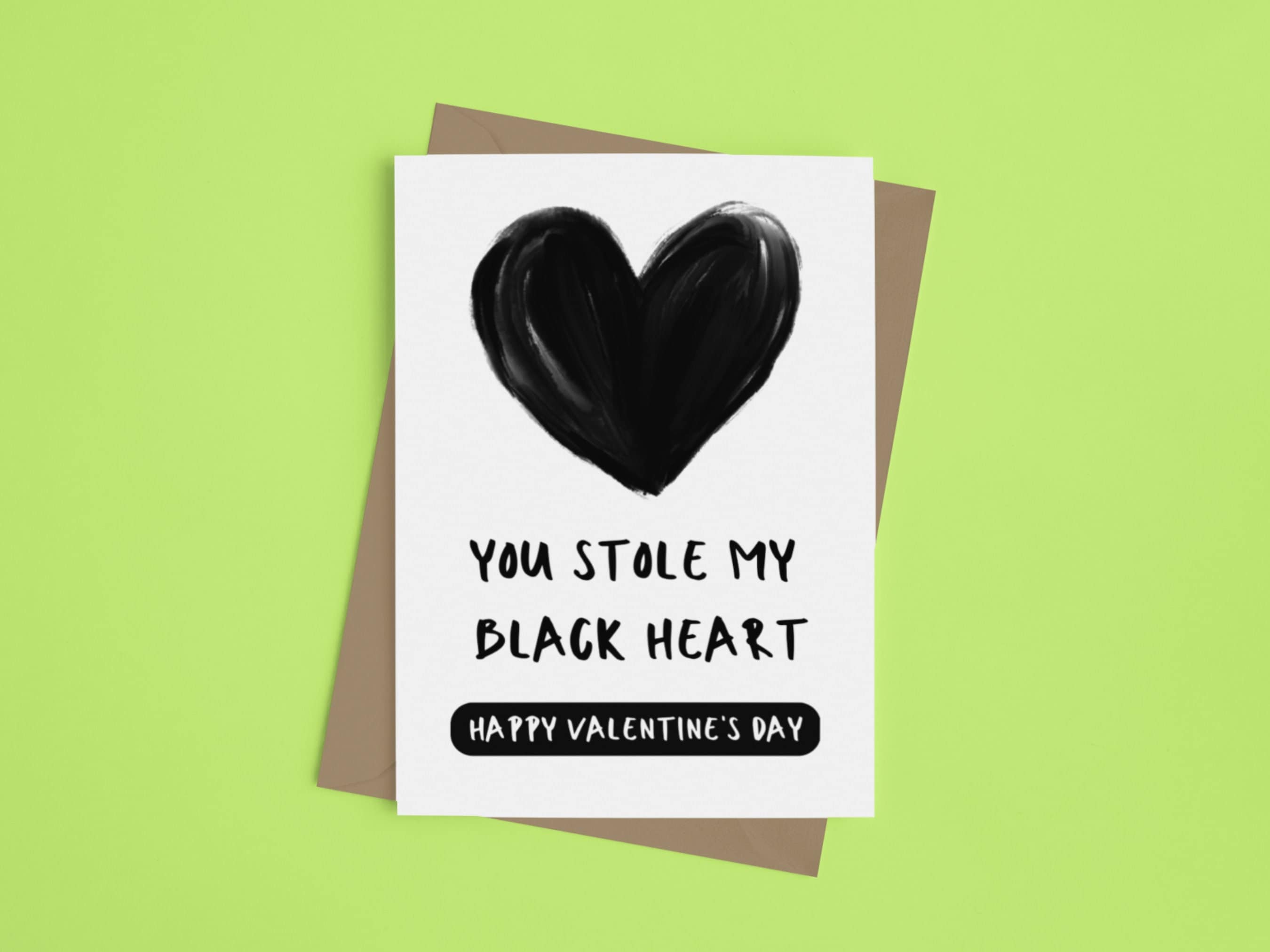 Black Heart Emo Valentine's Card for Boyfriend, Gothic Husband or Alternative Dating One Year ...
