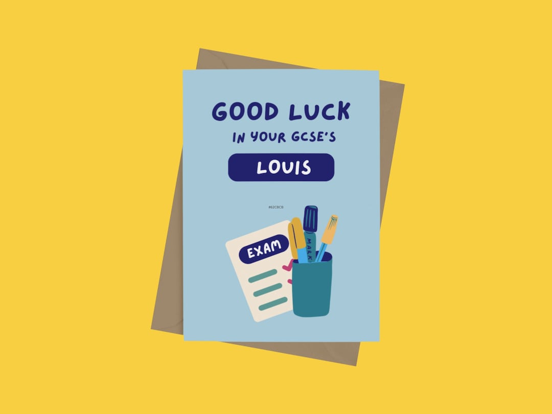 Personalised GCSE Good Luck Exam Card for Boys, Personalised Exam Card ...