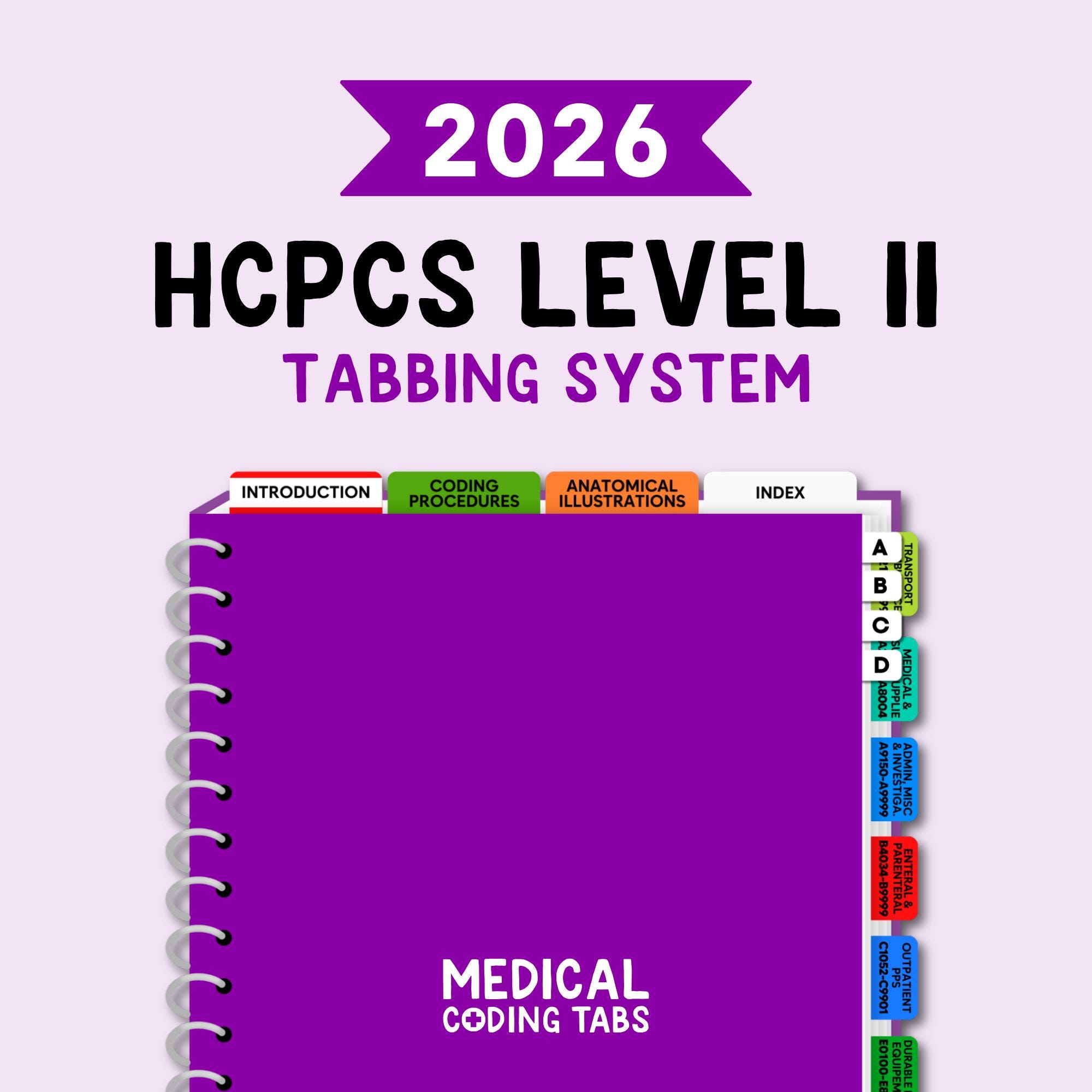 2026 HCPCS LEVEL Ll - Tabbing System | Medical Coding Tabs | Book Tabs ...