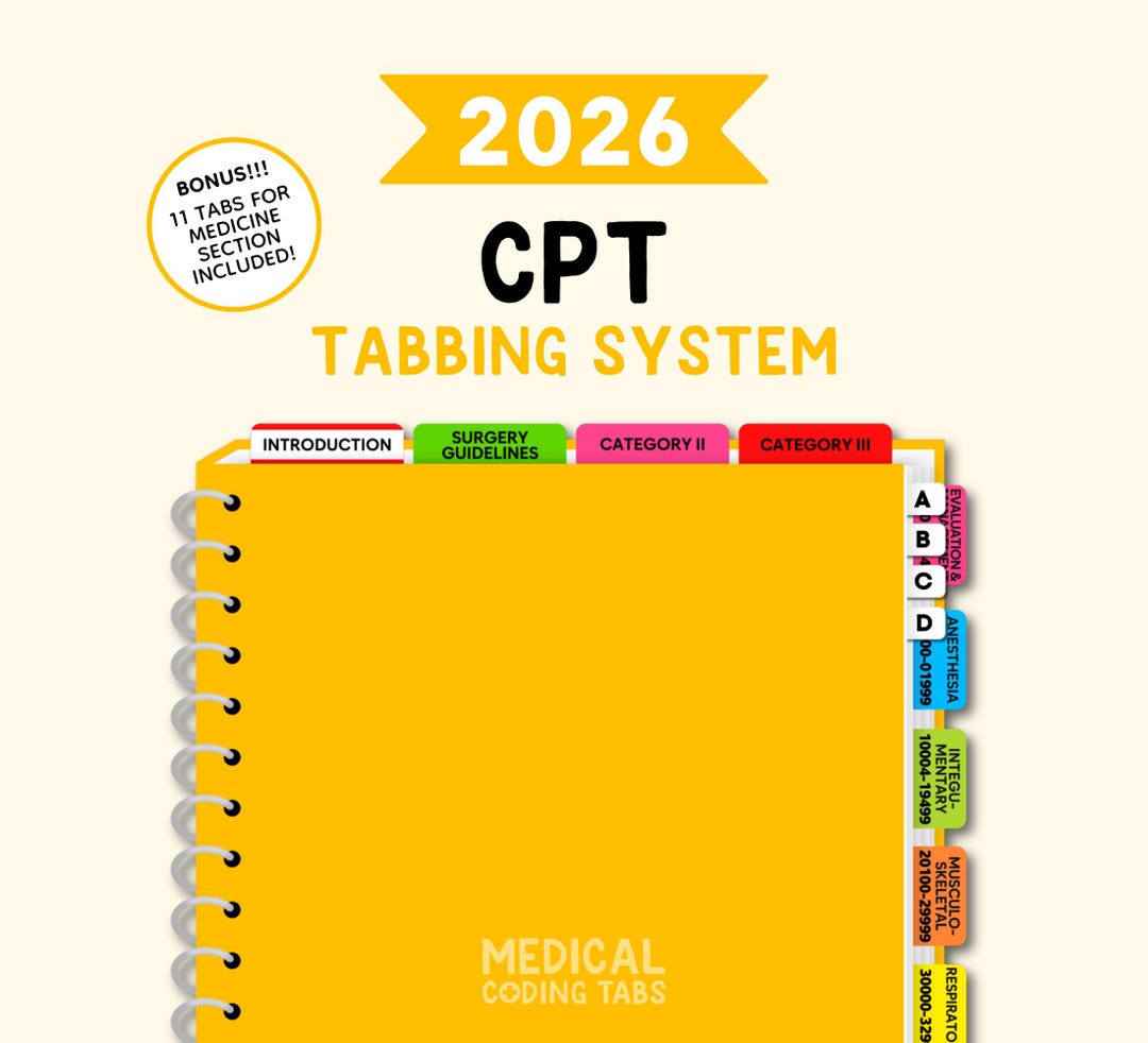 2026 CPT - Tabbing System | Medical Coding Tabs | Book Tabs (book NOT Included) - Etsy