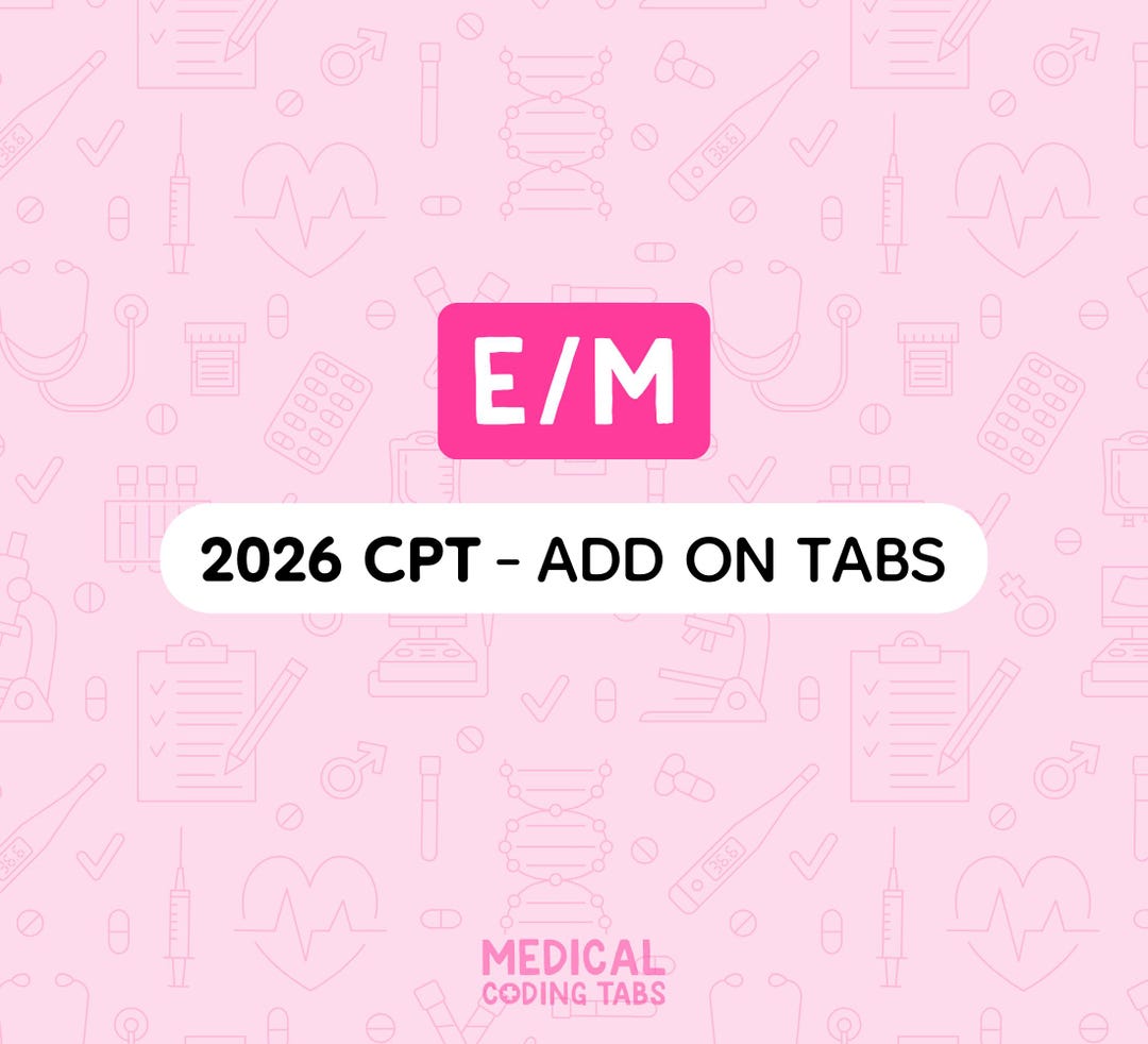 2026 CPT - Add on Tabs: E/M | Medical Coding Tabs - Etsy