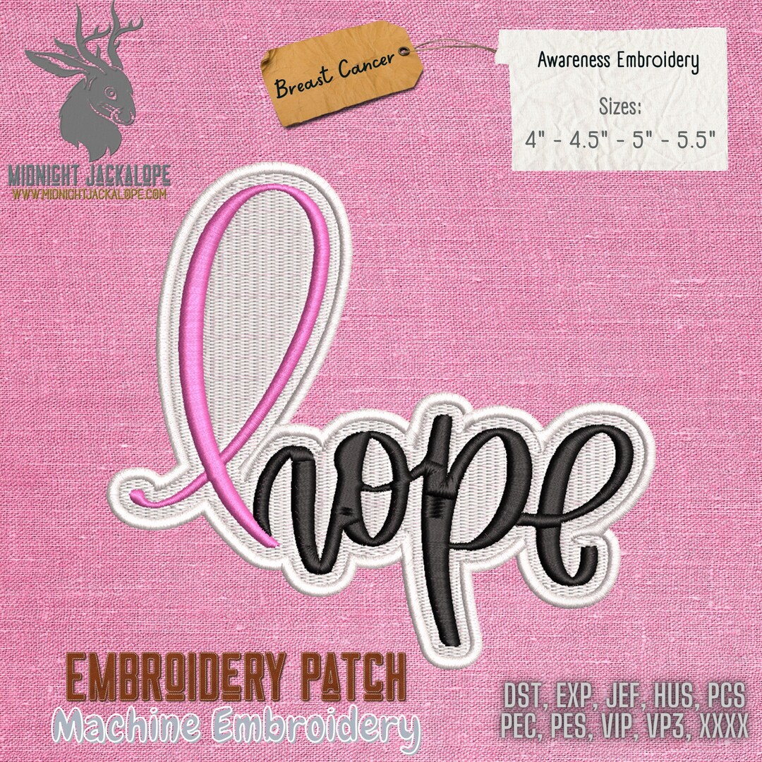 Breast Cancer Hope, Machine Embroidery, Instant Download - Etsy