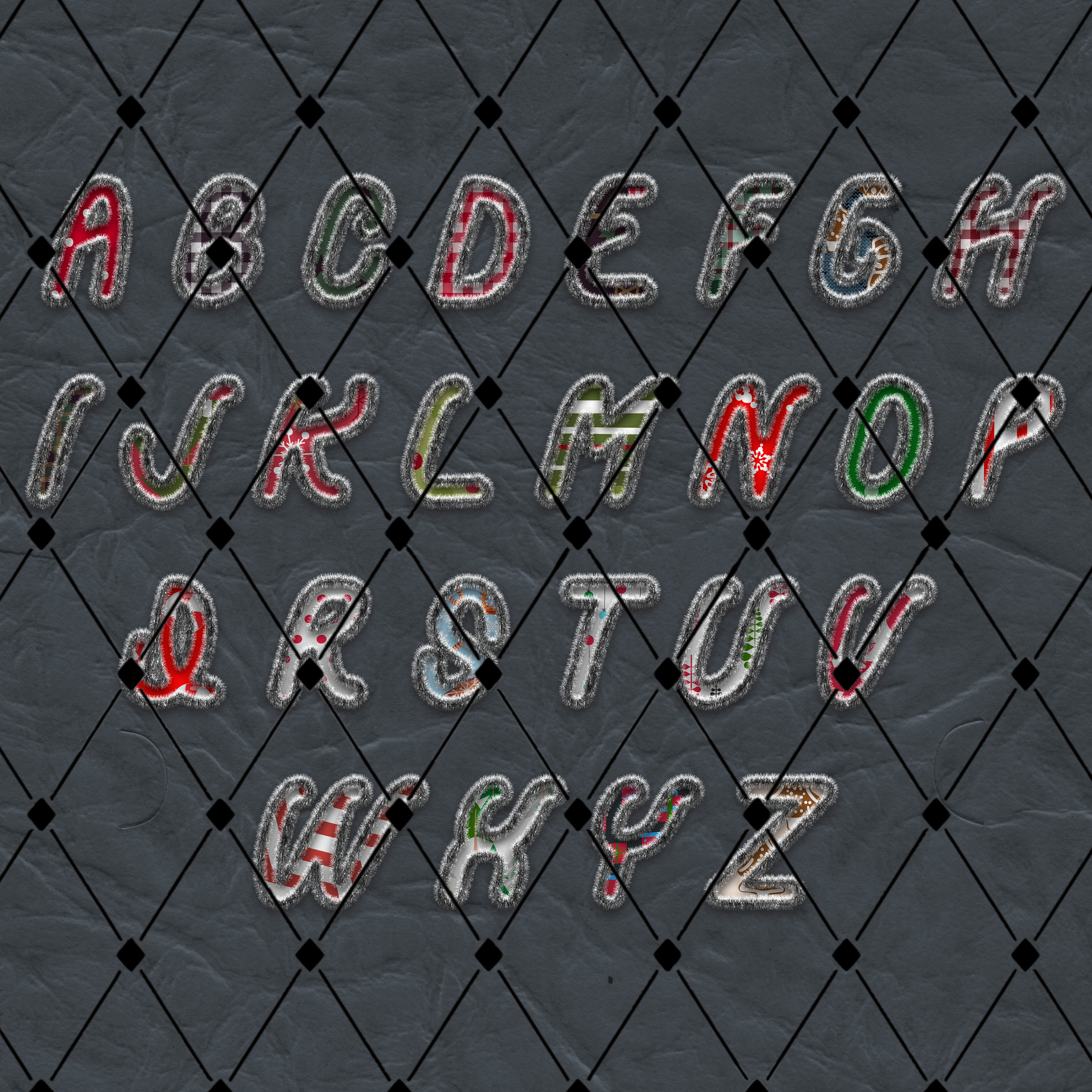 Tinsel Letter Pack Festive Font 300 DPI PNG - Etsy