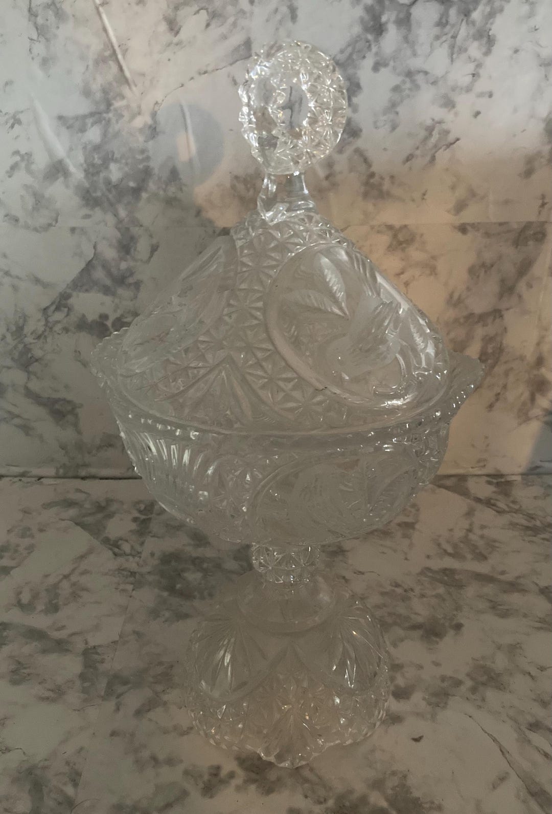 Hofbauer German Crystal Compote Candy Dish Lidded Byrdes Engraved - Etsy