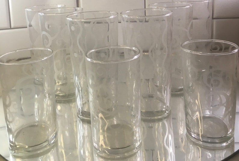 Etched Water Glass Set of Nine Fun Designs - Etsy