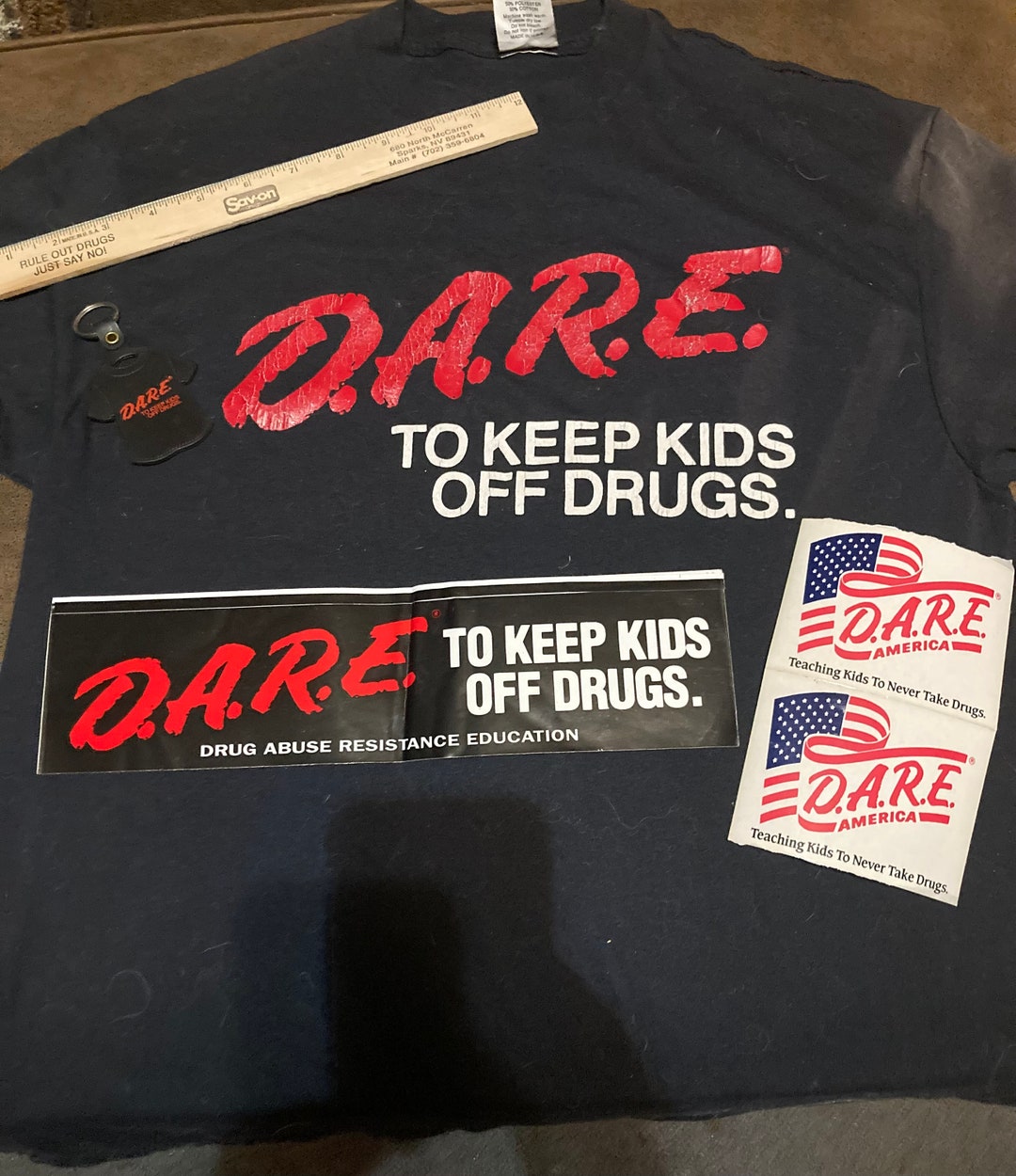 DARE D.A.R.E. Merchandise Original 1980’s T Shirt Keychain Stickers ...