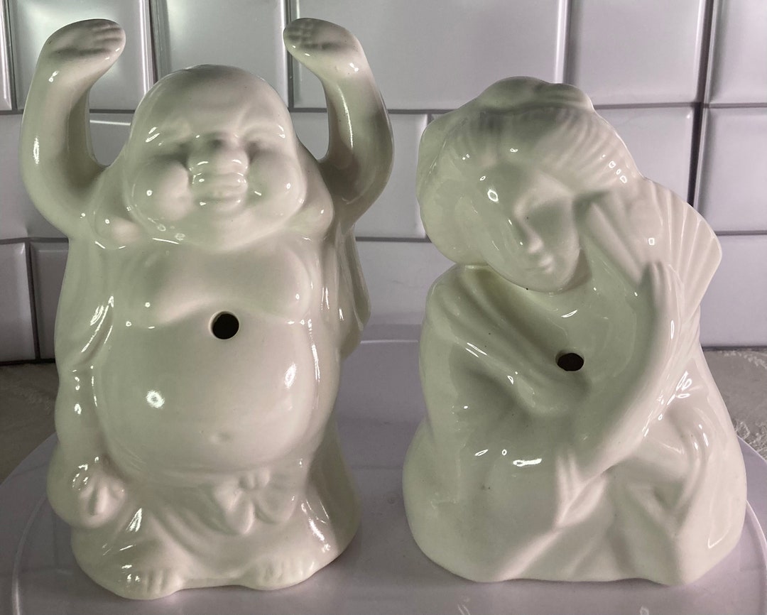 Vintage Tiki Geisha Girl & Buddha White Ceramic Barware Mug Made in ...