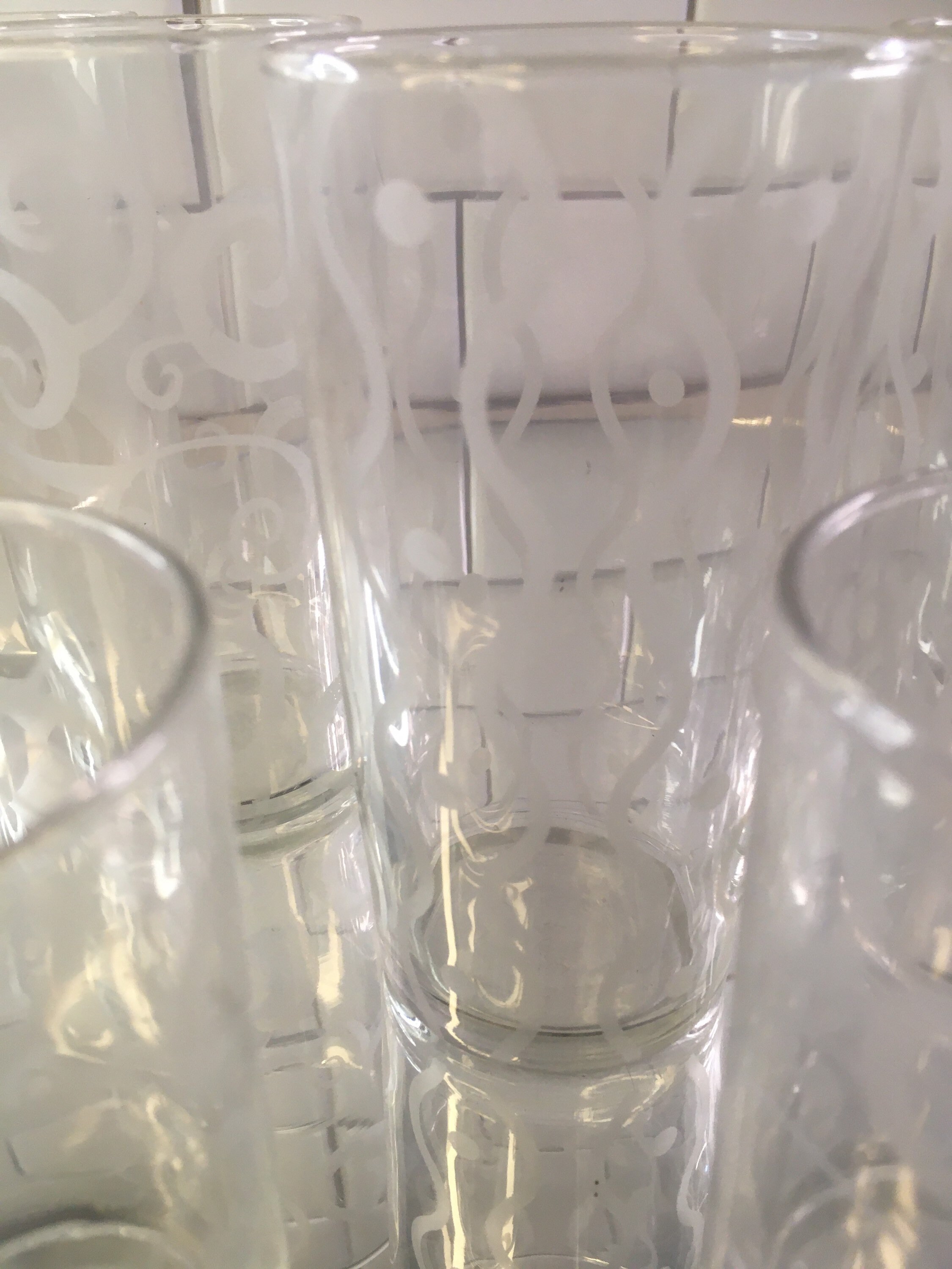 Etched Water Glass Set of Nine Fun Designs - Etsy