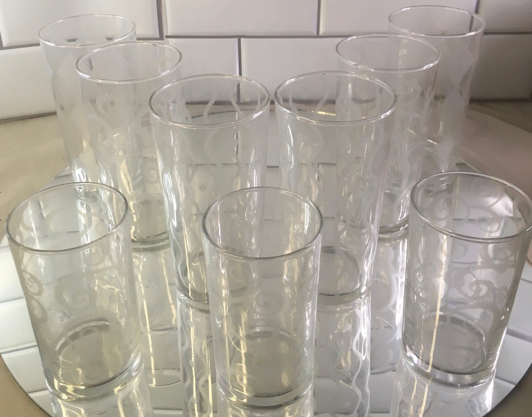 Etched Water Glass Set of Nine Fun Designs - Etsy