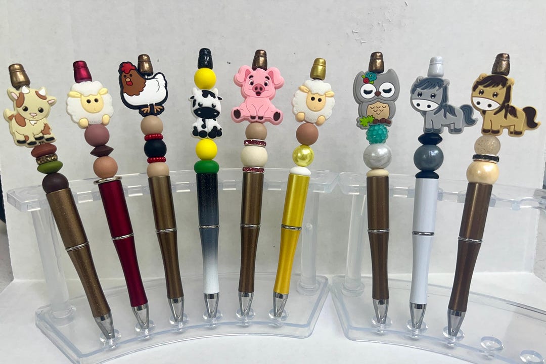 Farmer and Animals Beaded Ink Pens - Etsy