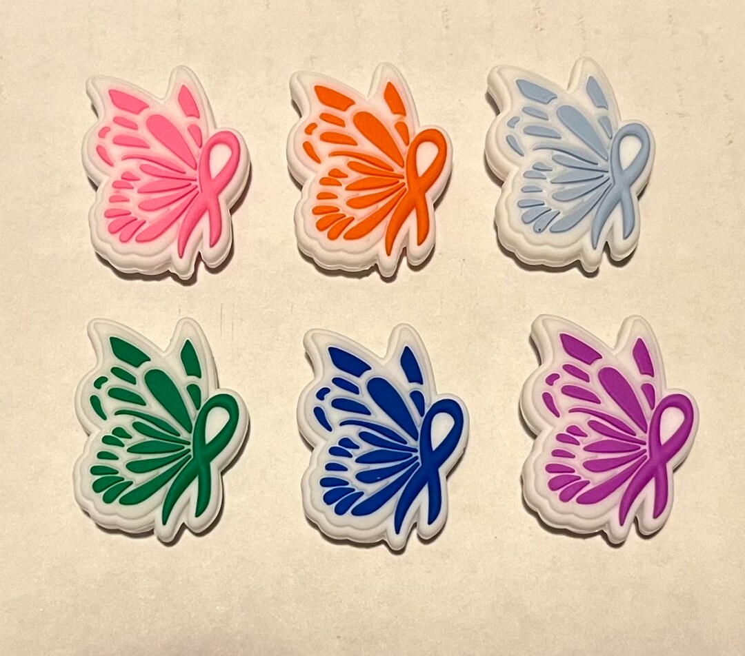 Cancer Ribbon Butterfly Silicone Focal Bead/breast Cancer - Etsy
