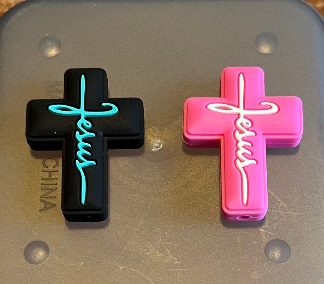 Cross With Jesus Silicone Focal Bead, Religious - Etsy
