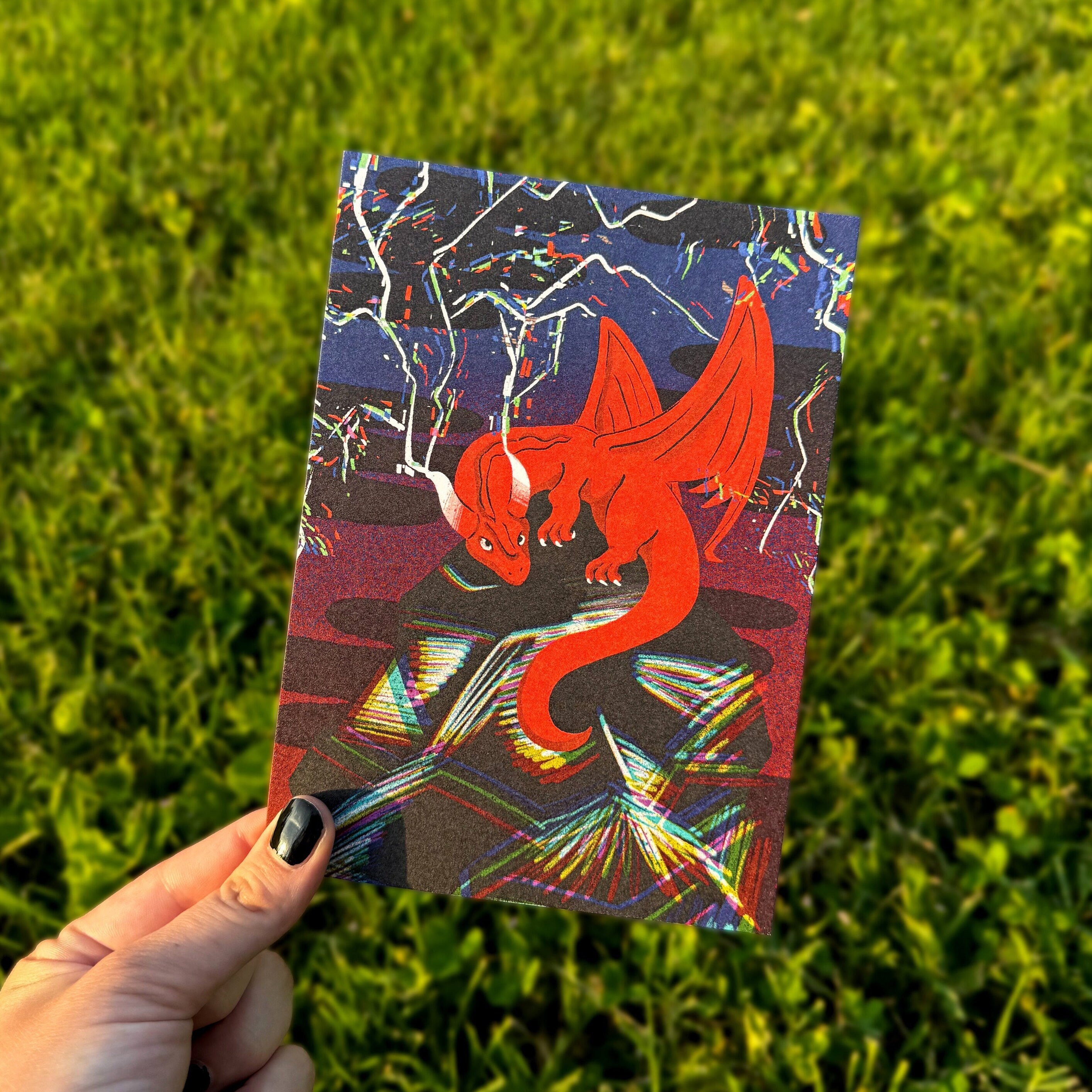 Glitchy Lightning Dragon! | 5x7 Digital Art Print - Etsy