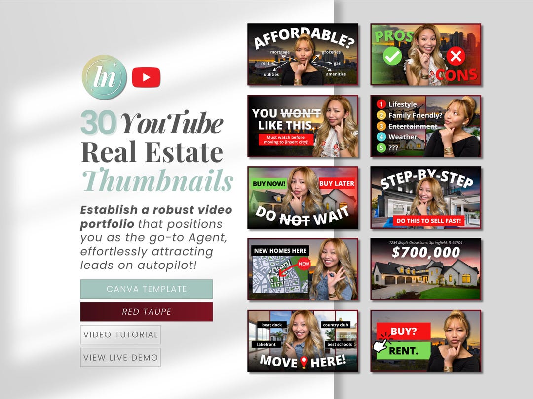 Real Estate Youtube Thumbnail Template Realtor Youtube Video Real ...