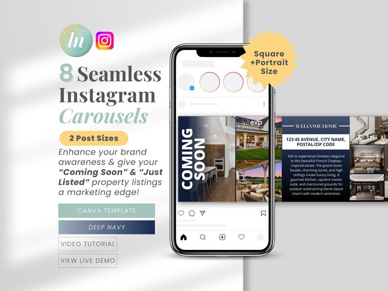 Seamless Instagram Carousel Real Estate Social Media Carousel Post for ...