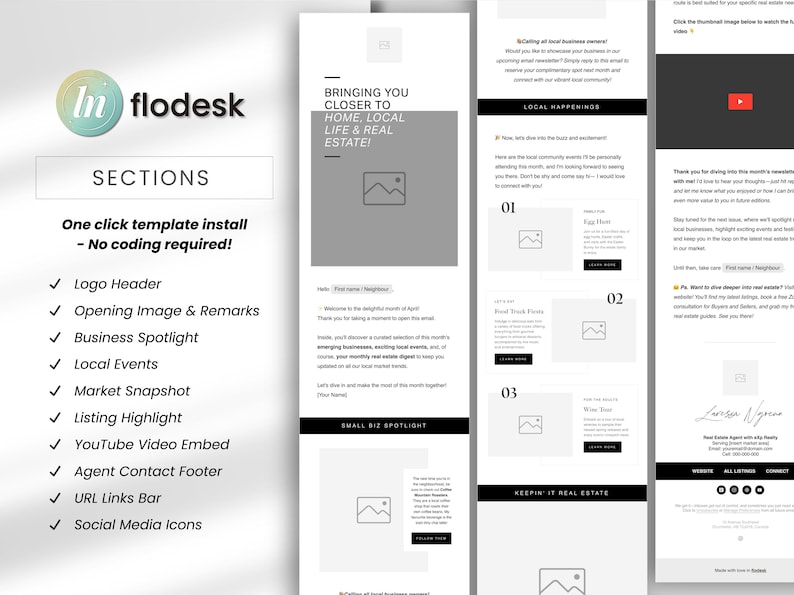 Flodesk Real Estate Email Newsletter Template for Realtor Newsletter ...