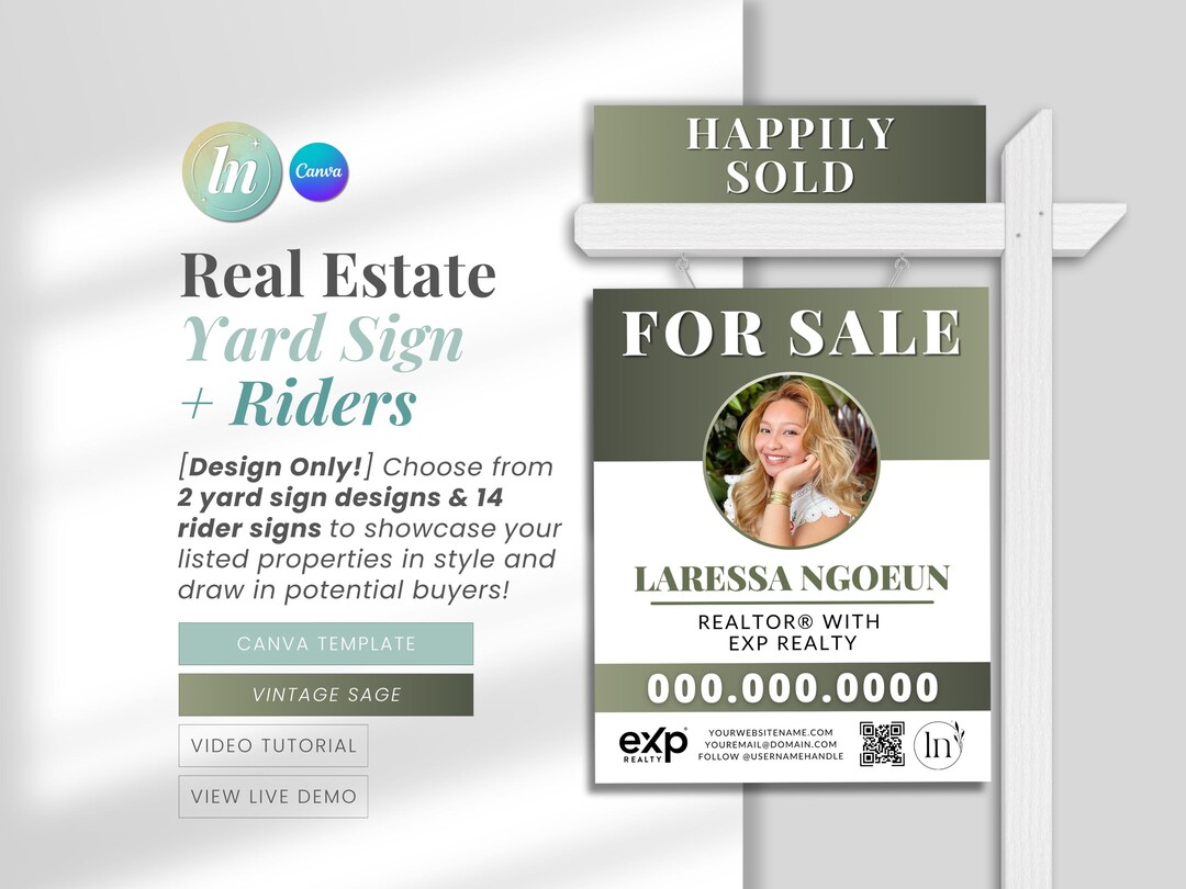 Real Estate Yard Sign and Rider Realtor Yard Sign Template Yard Sign ...