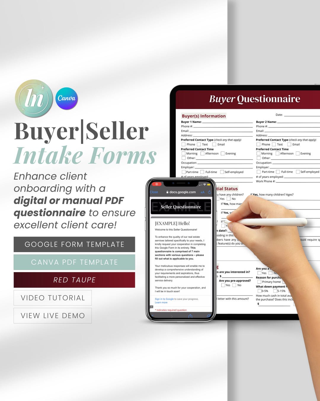 Real Estate Client Intake Form for Realtors | Google Form + Editable ...