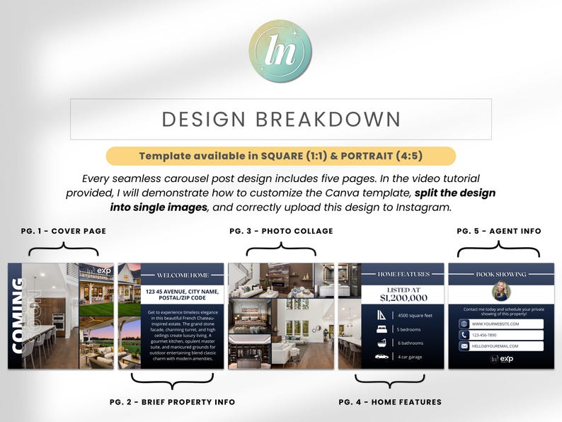 Seamless Instagram Carousel Real Estate Social Media Carousel Post for ...