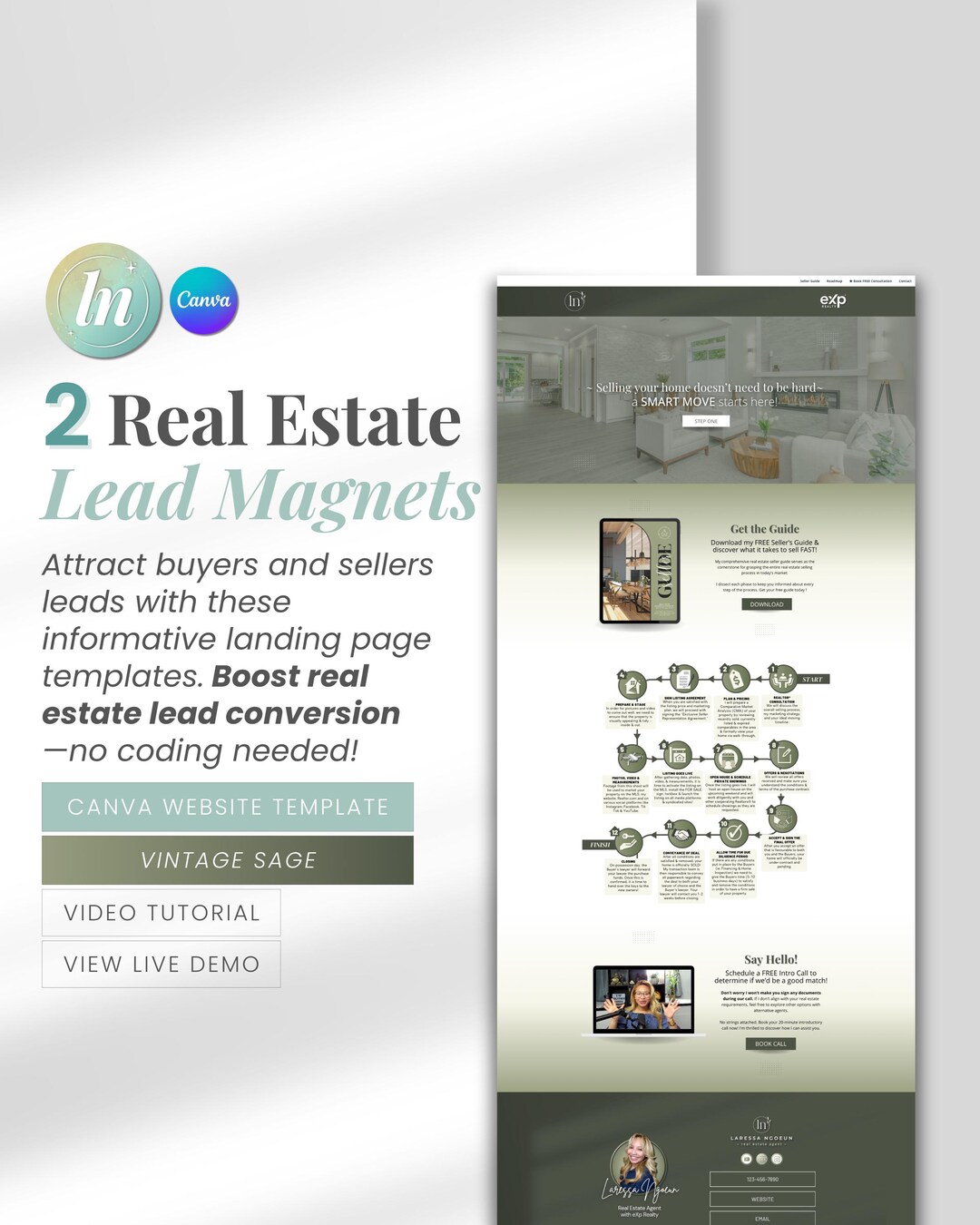 Real Estate Landing Page Canva Template for Realtors | Editable Single ...