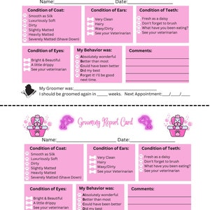 Groomer Report Card, Dog Grooming, Grooming Form, Grooming, Digital ...