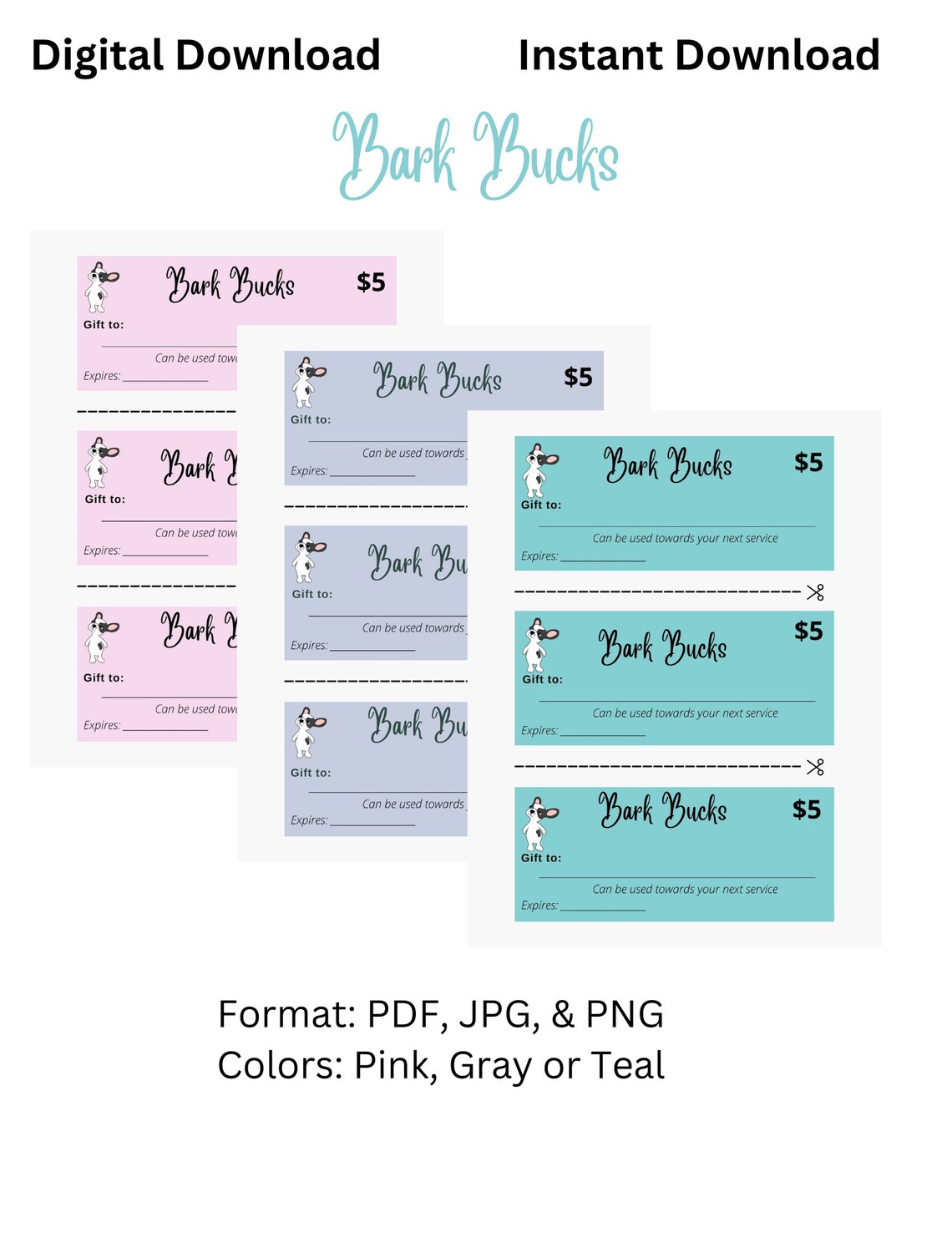 Coupon, Bark Bucks, Digital Download, Digital Print, Pet Sitter Form - Etsy