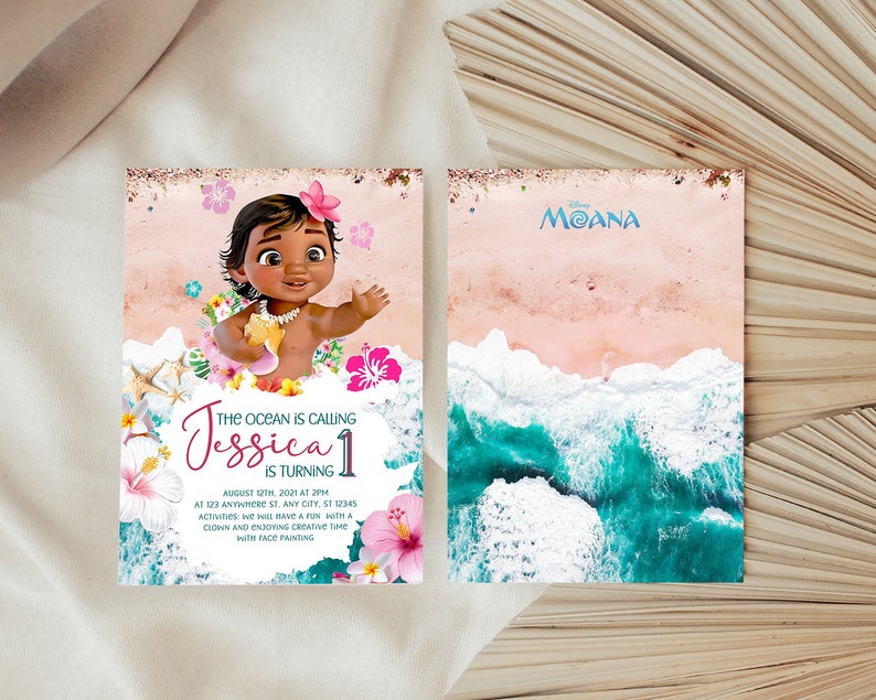 Moana Editable Digital Birthday Invitation Moana Invitation - Etsy