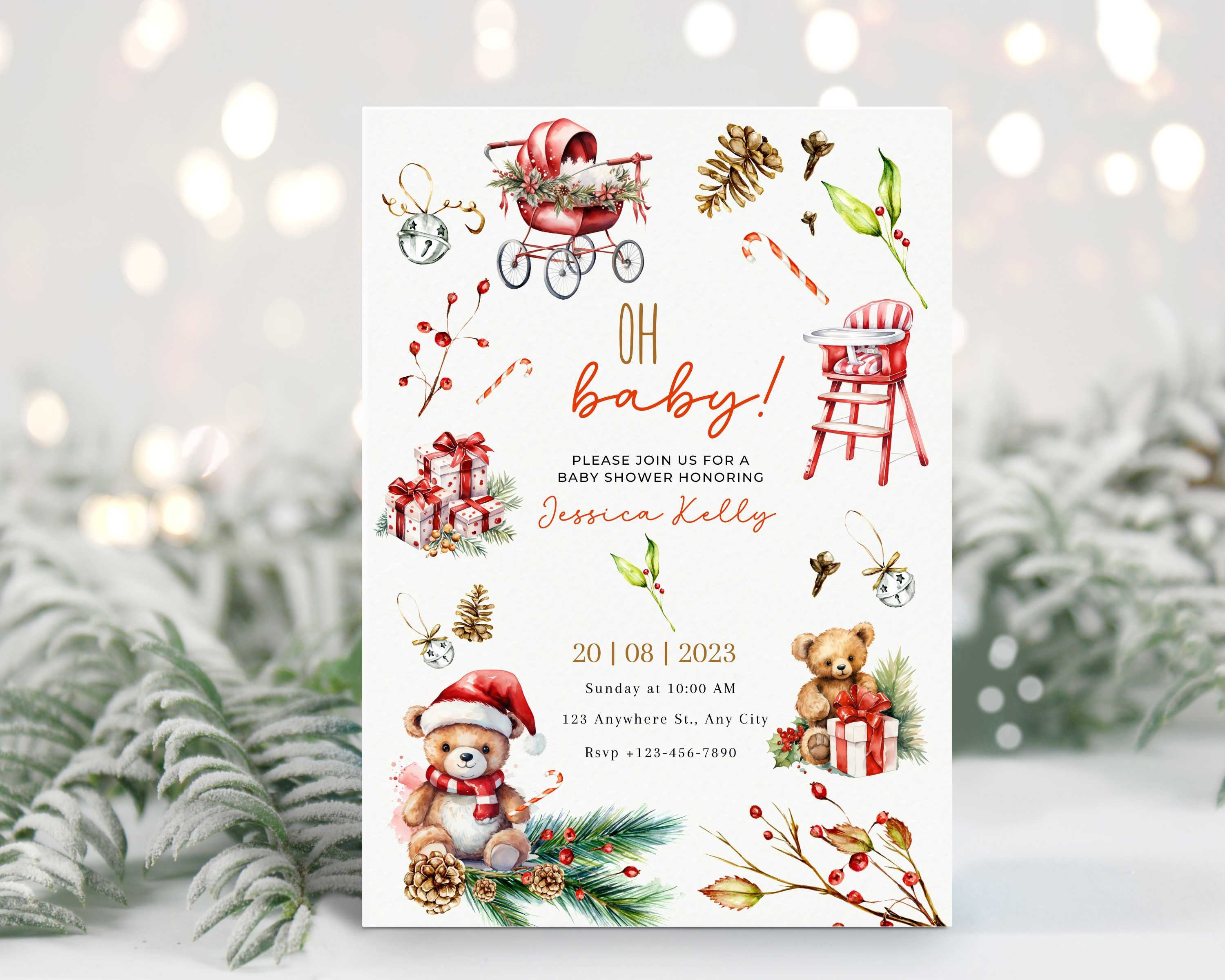 Christmas Baby Shower Invitation Template, Baby Shower Invitation ...
