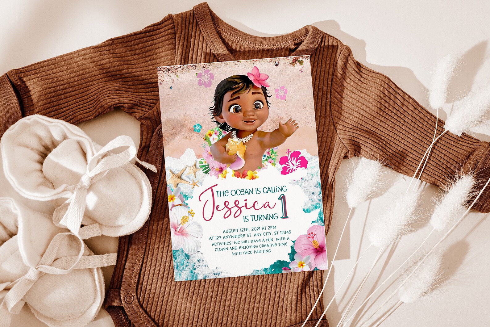 Moana Editable Digital Birthday Invitation, Moana Invitation Download ...