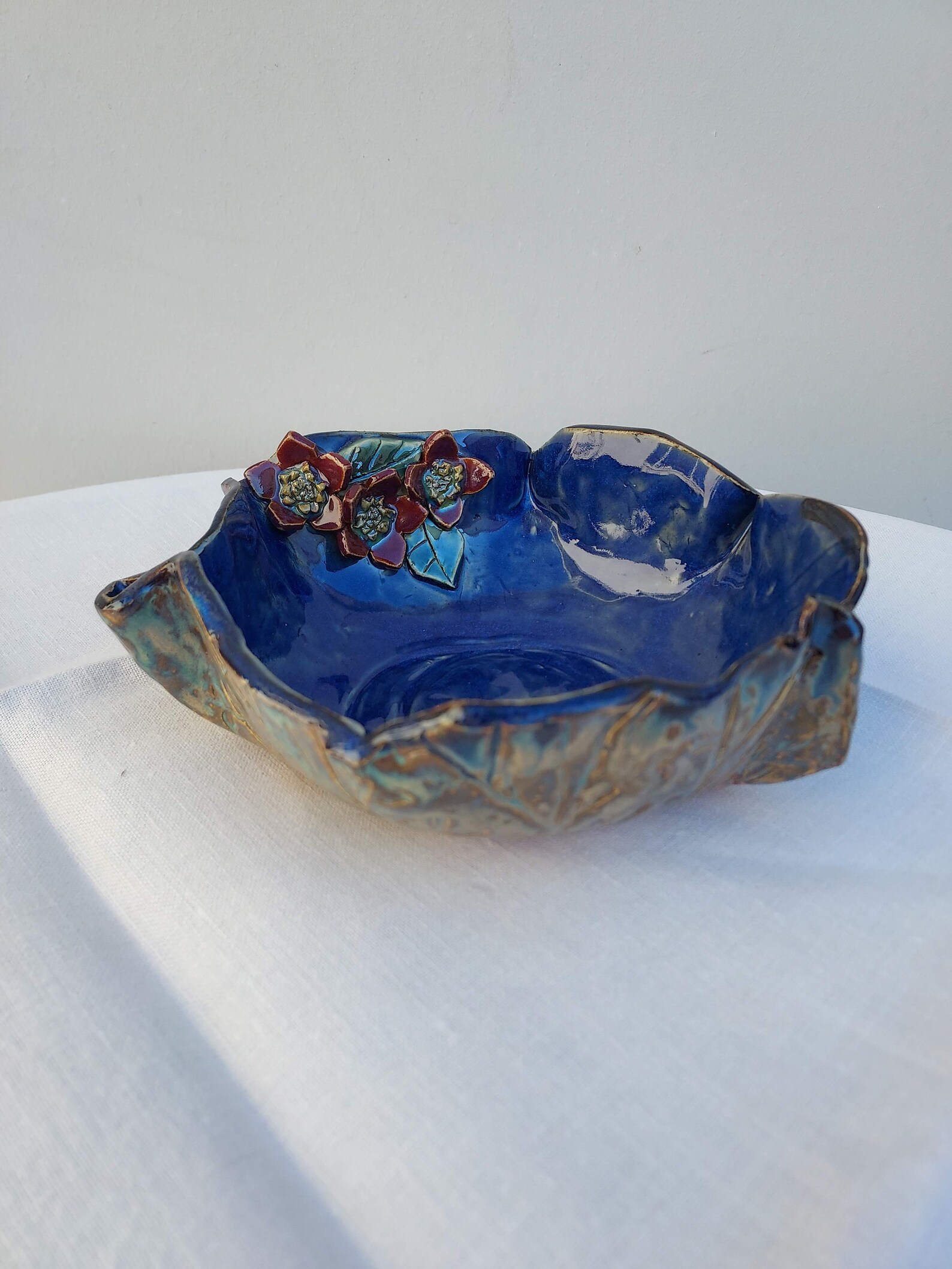 Handmade Ceramic Pottery Slab Bowl W/flowers and Branches - Etsy