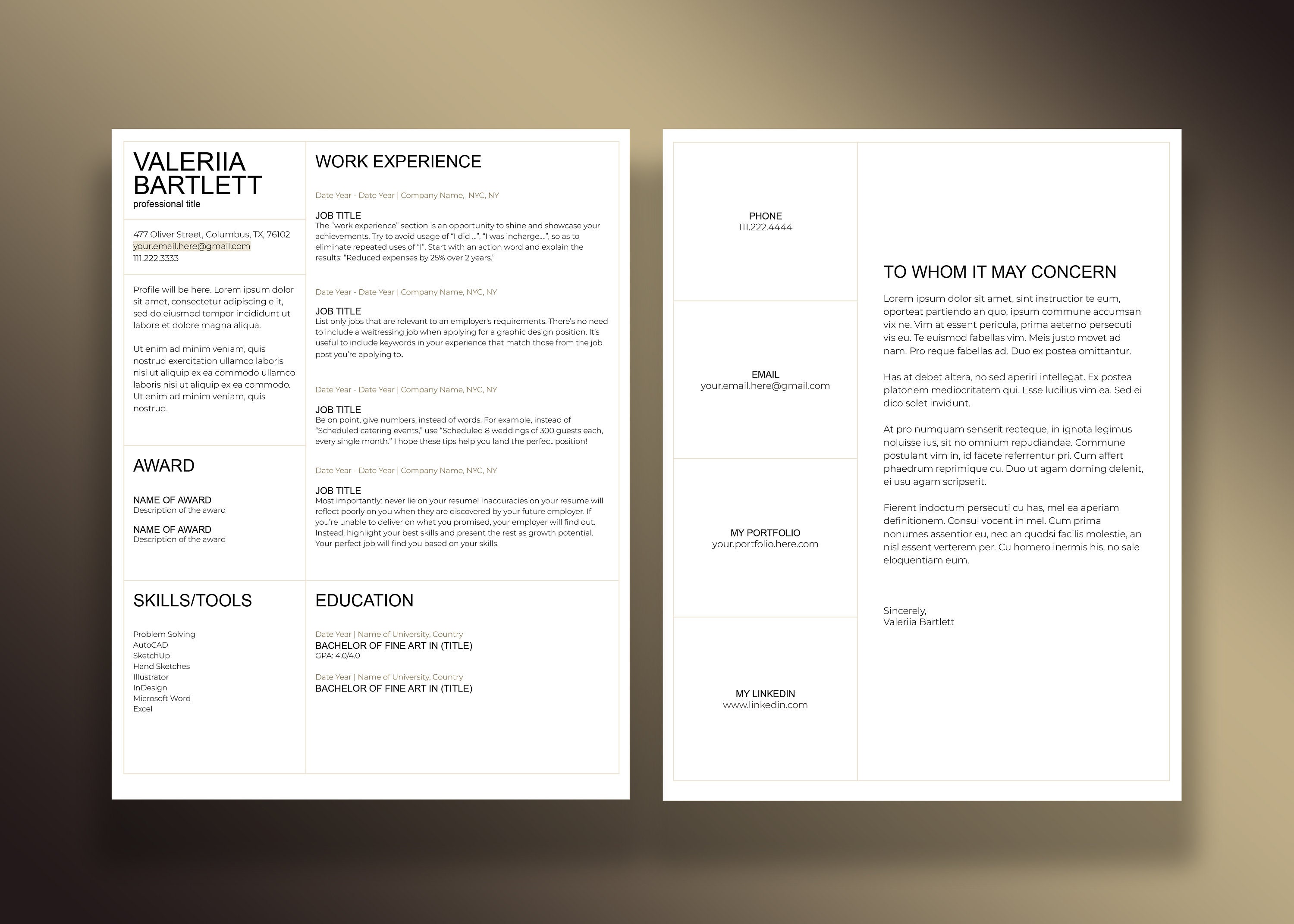 Resume Template for Google Docs, Cover Letter Template, Modern and ...