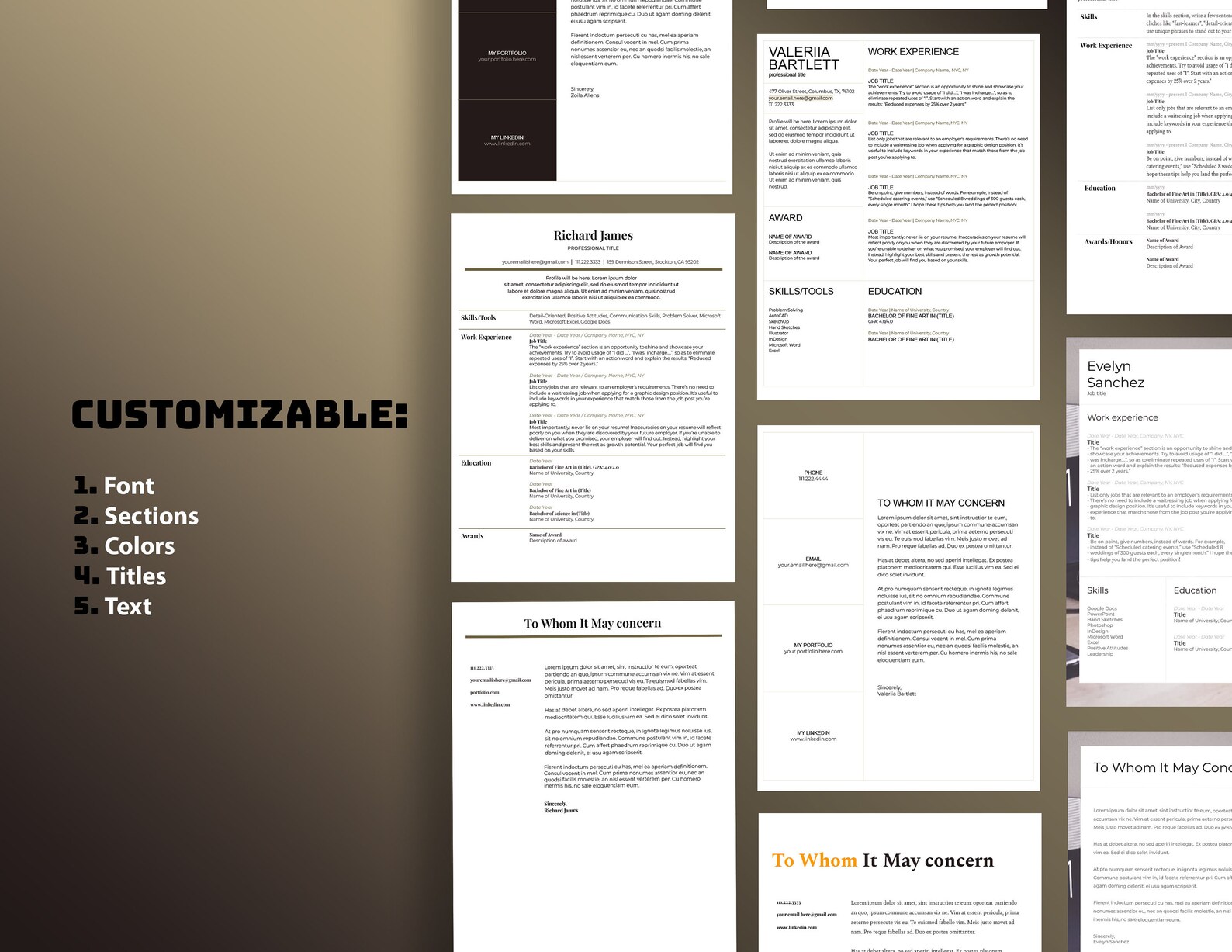 Bundle of Resume Templates for Google Docs, CV Template, Customizable ...