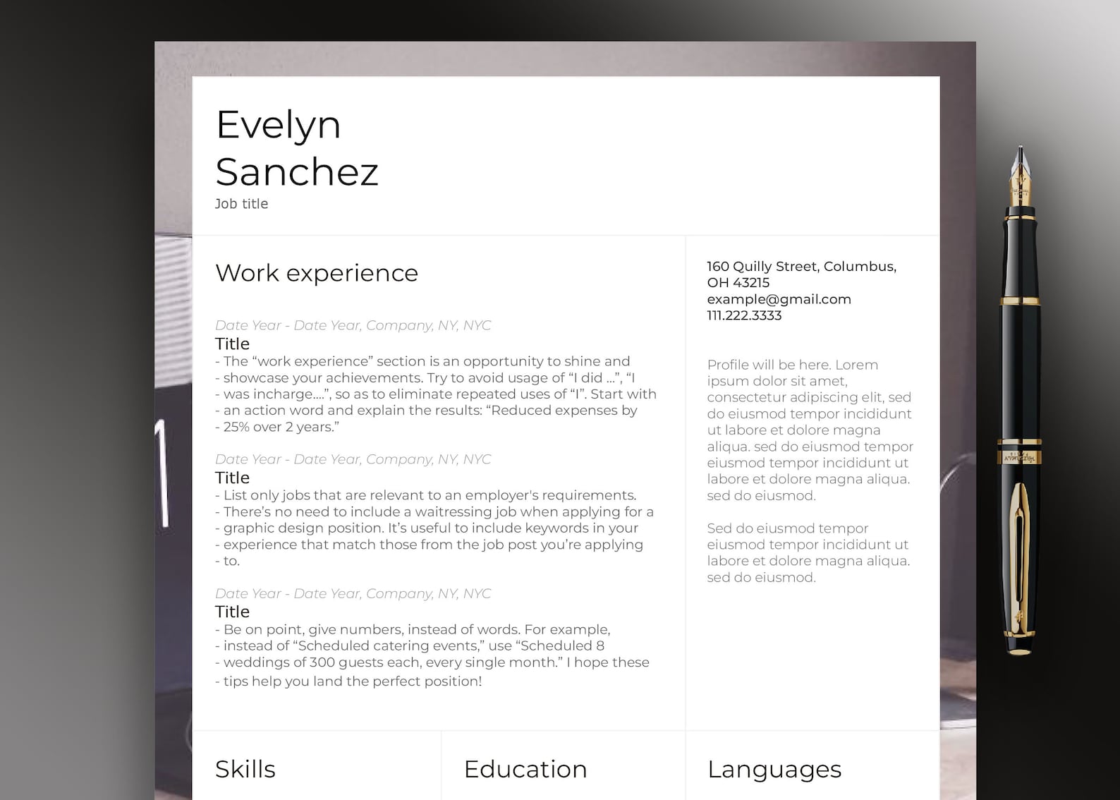 Customizable Resume Template for Google Docs, Resume and Cover Letter ...