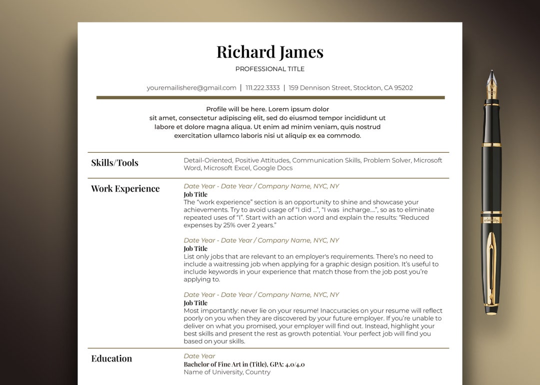 Resume Template for Google Docs, Cover Letter Template, Modern and ...