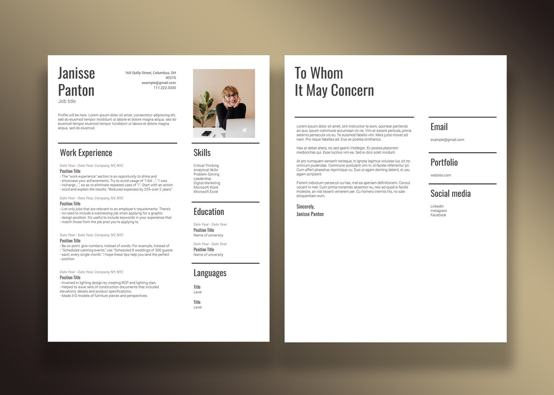Google Docs Resume Template With Cover Letter, Instant Download ...