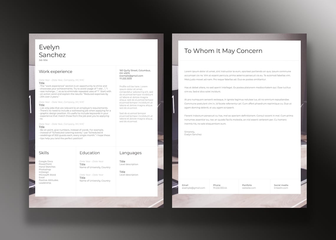 Customizable Resume Template for Google Docs, Resume and Cover Letter ...