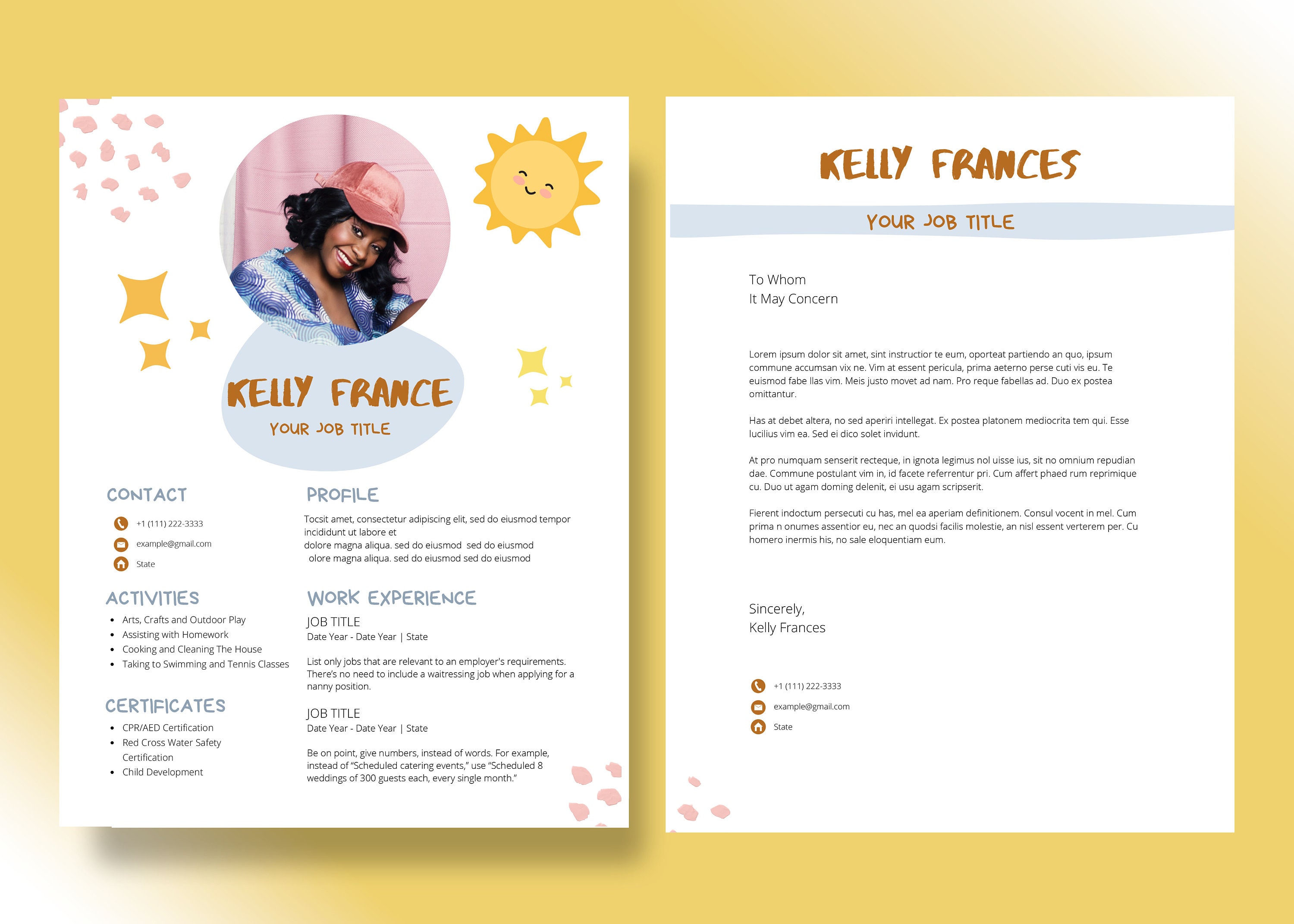 Fun Organic Resume Template for Canva, Nanny Teacher CV (digital ...