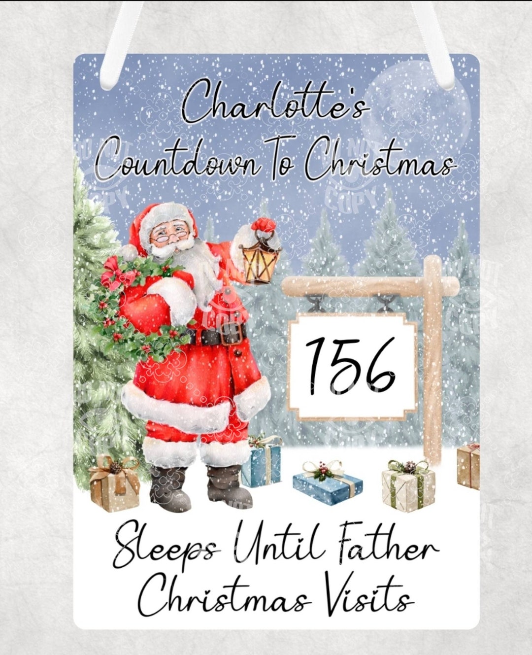 Custom Personalised Father Christmas Santa Countdown Hanging Board ...