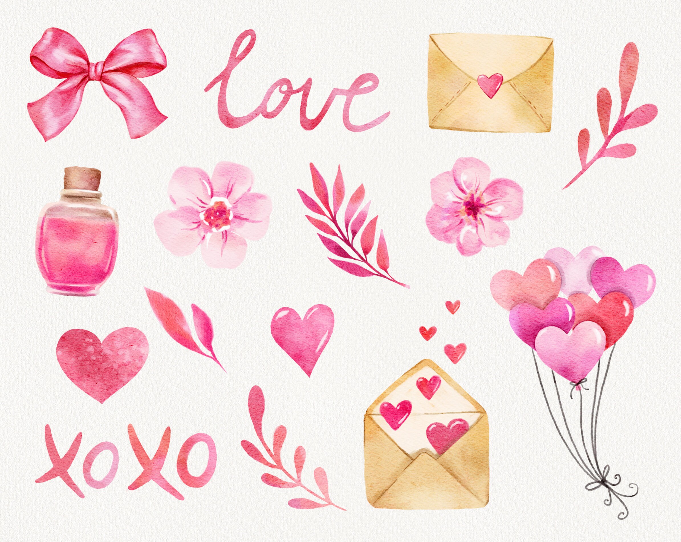 Valentine's Day Clipart Watercolor Love Clip Art Wedding - Etsy