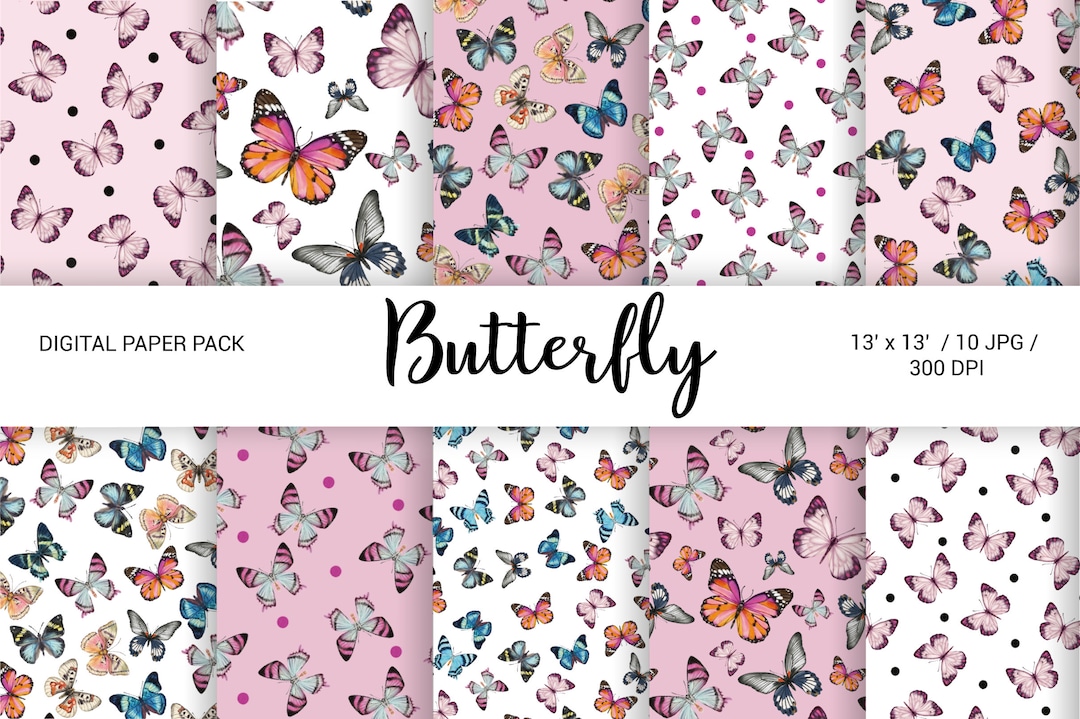 Watercolor Butterfly Seamless Digital Paper, Pink Butterfly Pattern ...