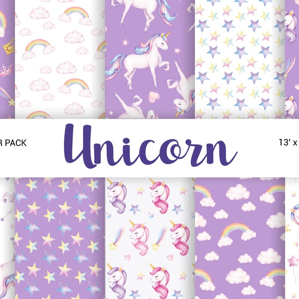Unicorn Digital Paper - Etsy