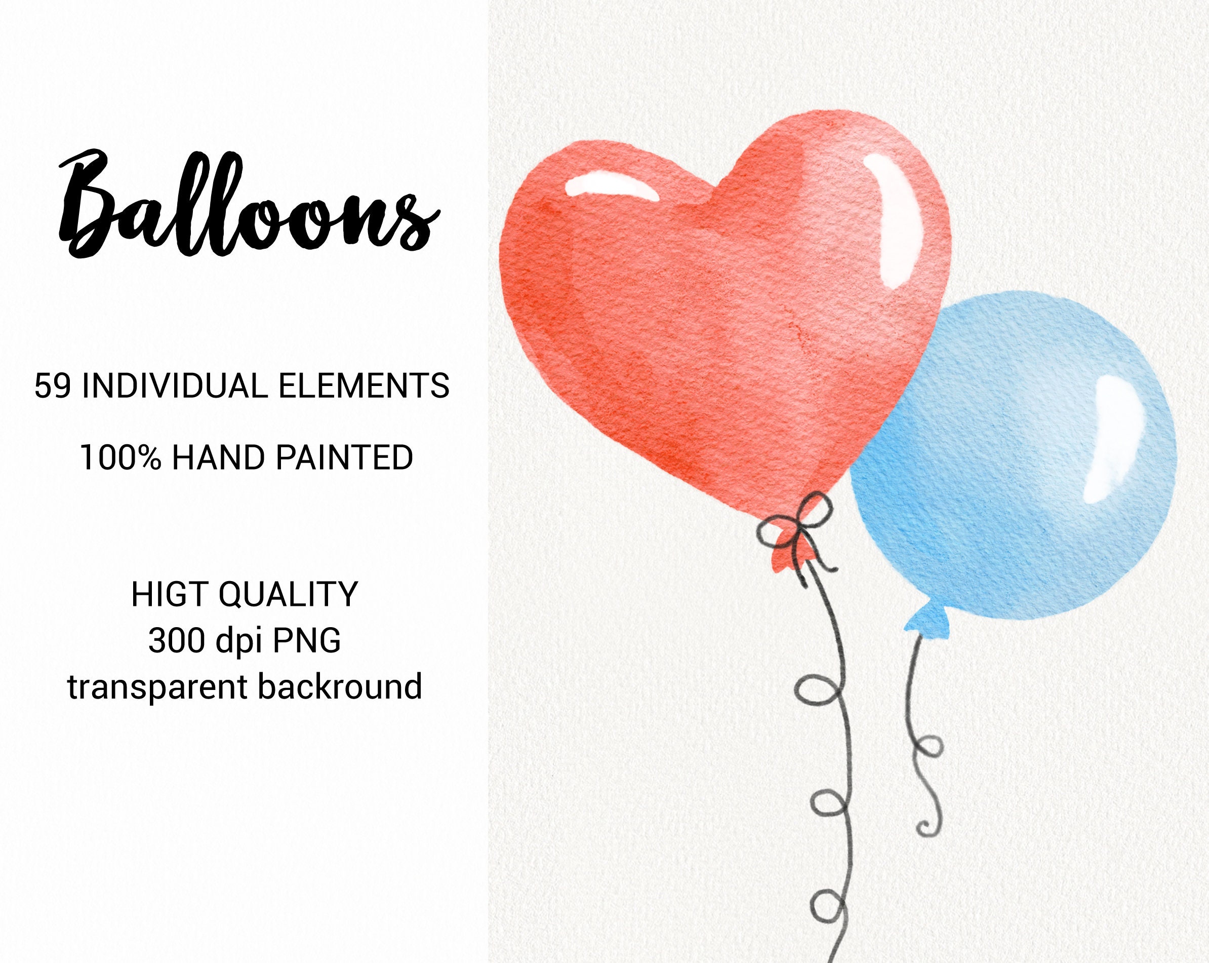 Watercolor Balloons Clipart, Birthday Clip Art, Christmas Party, Baby ...