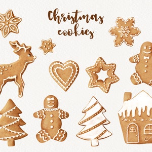 Christmas Cookies Clipart, Watercolor Gingerbread, Sweets, Candy ...