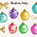 Christmas Balls Clipart, Watercolor Ornaments Clip Art, Winter Holiday ...