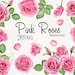 Watercolor Pink Roses Clipart Valentine's Day Flower Clip - Etsy