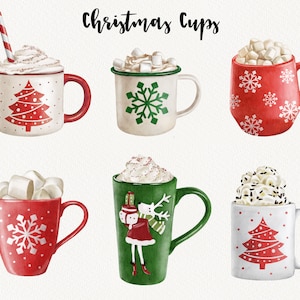 Christmas Sweets Clipart, Watercolor Coffee Clip Art, Hot Chocolate ...