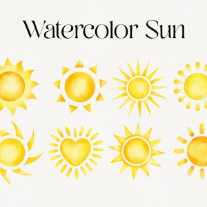Watercolor Sun Clipart, Yellow Sun PNG, Summer Clip Art, Nursery ...