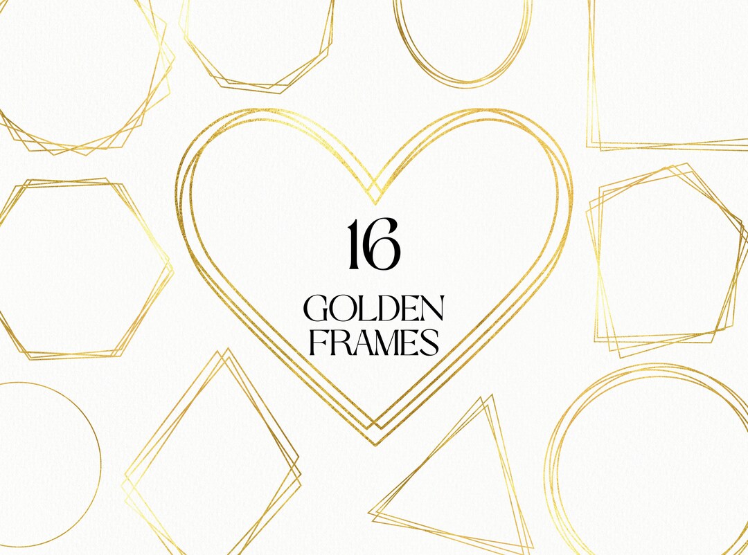 Gold Frame Clipart, Geometric Golden Frames Clip Art, Gold Foil ...